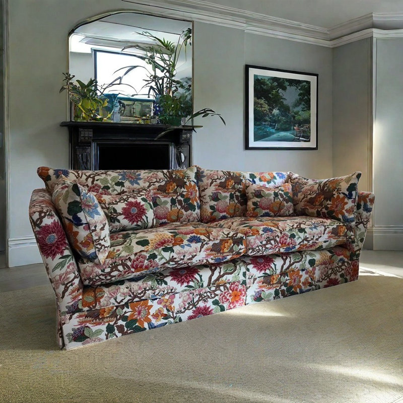Axis Living Vintage Country Rustic Style Floral Fabric Sofa Wayfair